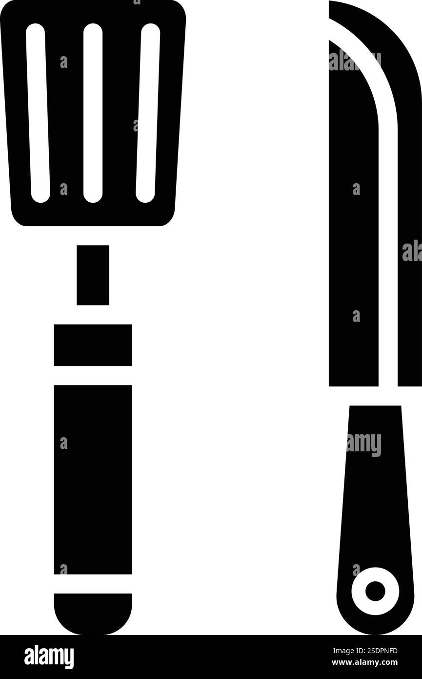 Kitchen tools illustration vector Black and White Stock Photos & Images - Alamy
