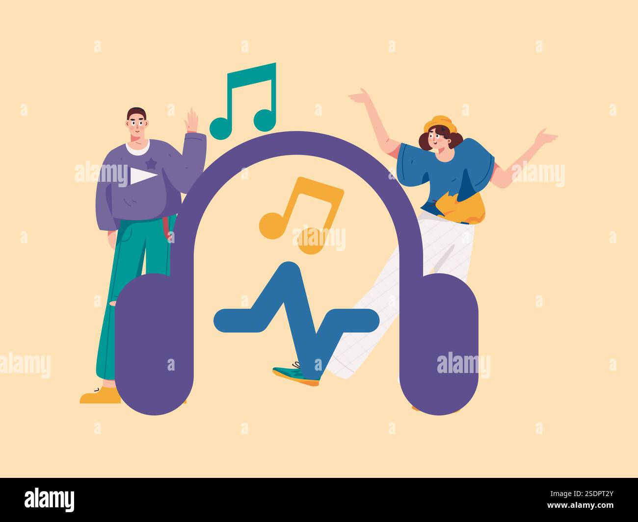 Music characters scene flat vector concept operation illustration Stock ...
