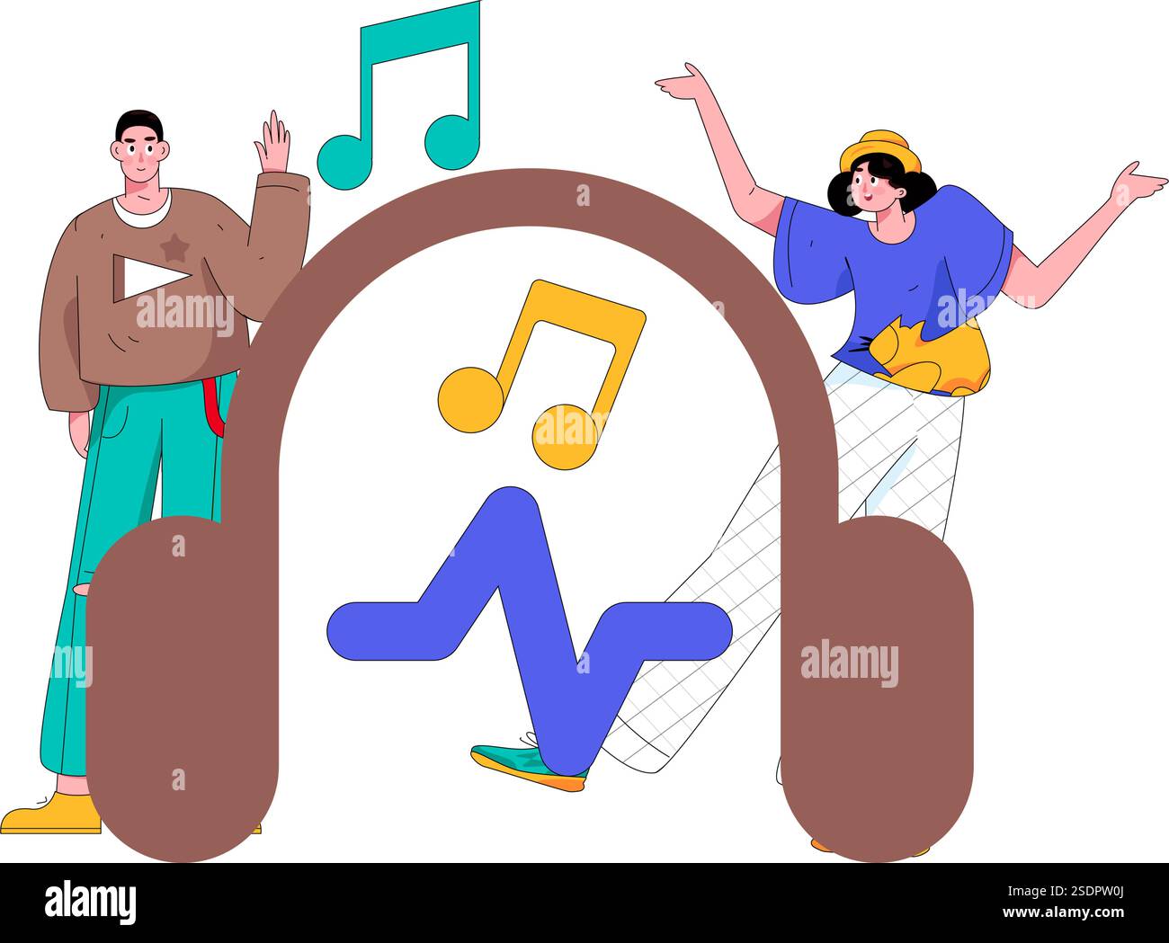 Music characters scene flat vector concept operation illustration Stock ...