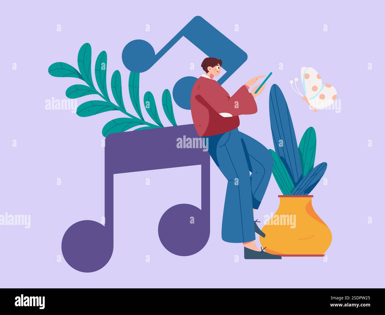 Music characters scene flat vector concept operation illustration Stock ...