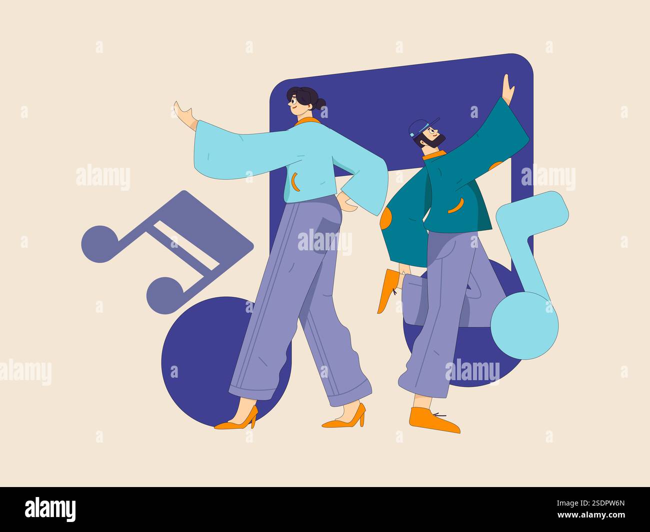 Music characters scene flat vector concept operation illustration Stock ...