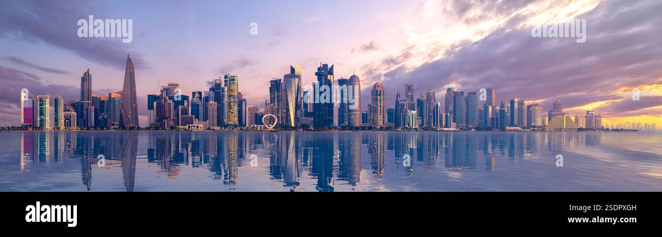 Beautiful Panoramic Doha Skyline early morning Stock Photo - Alamy
