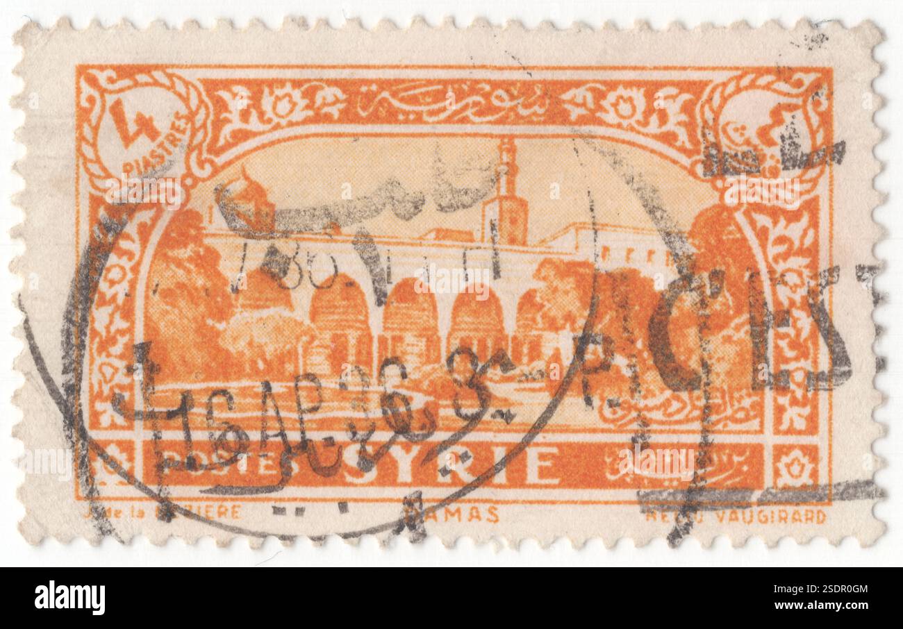 SYRIA - 1930 September 1: 4 piastres yellow-orange postage stamp ...