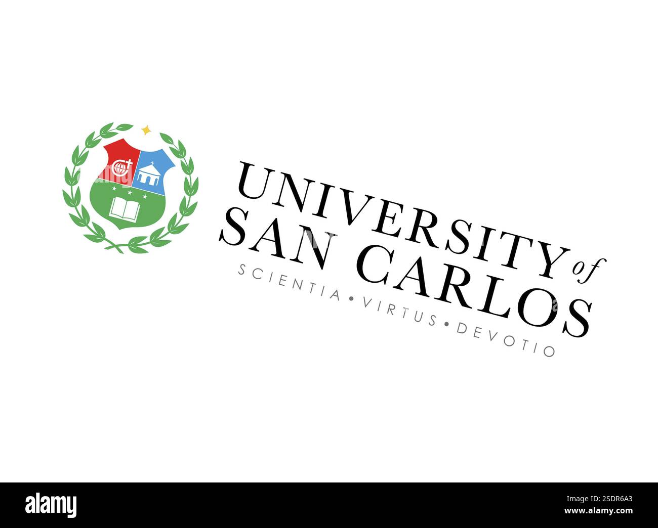 Turned to the right, logo of the University of San Carlos, logo Stock ...