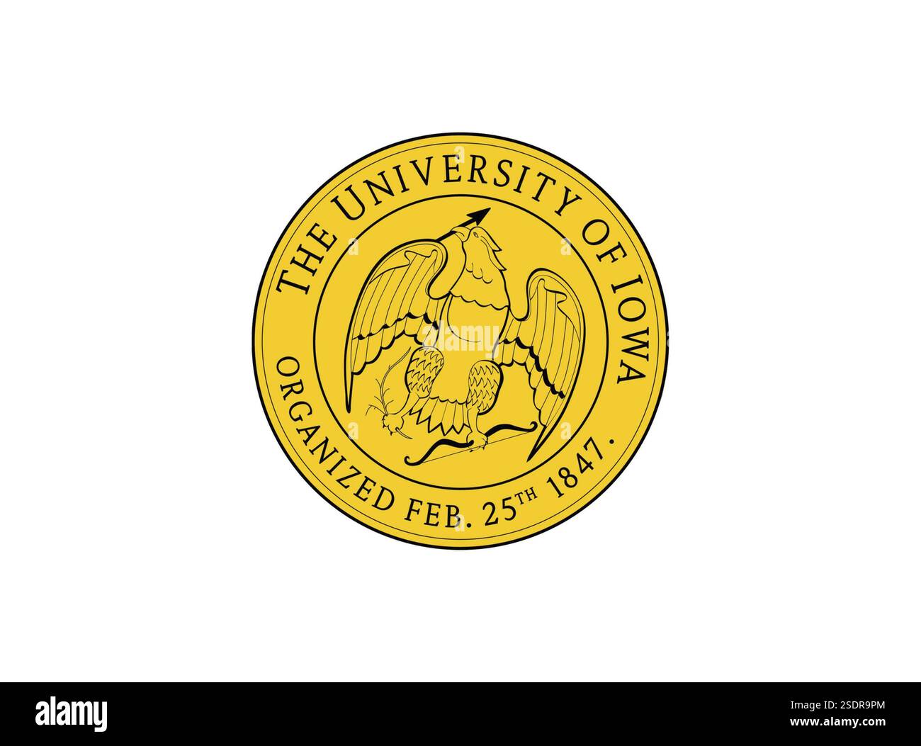 Turned to the right, emblem of the University of Iowa, education, logo ...
