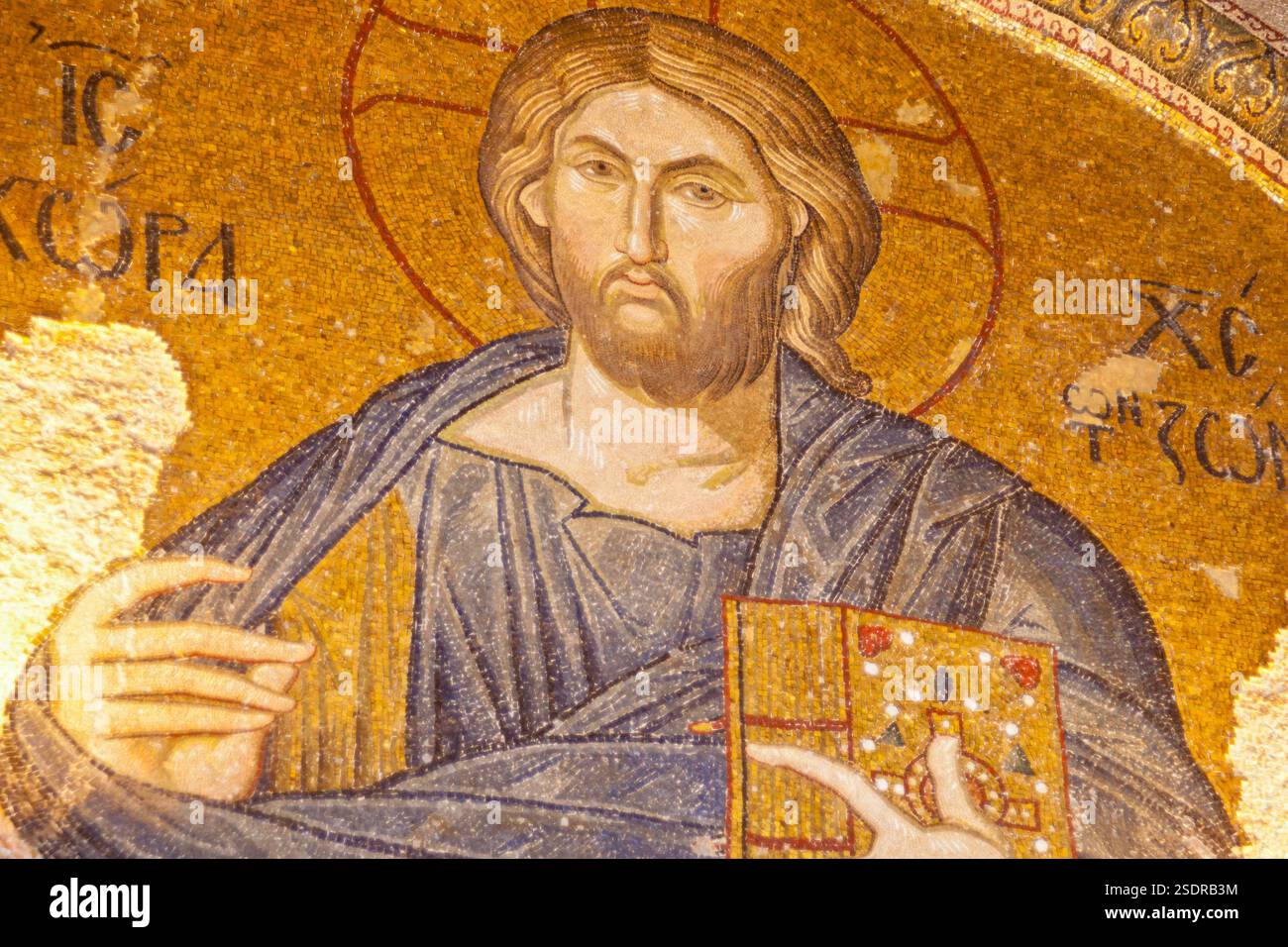 Pantocrator of Christ with the holy book, Monastery of St. Saviour in Chora, 11th century ...