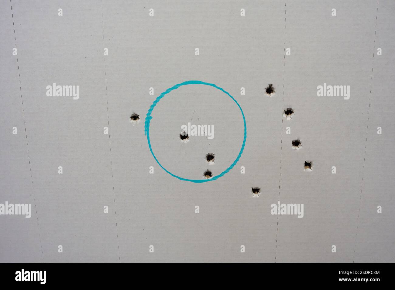 White target with a circle drawn with a marker for shooting with bullet ...