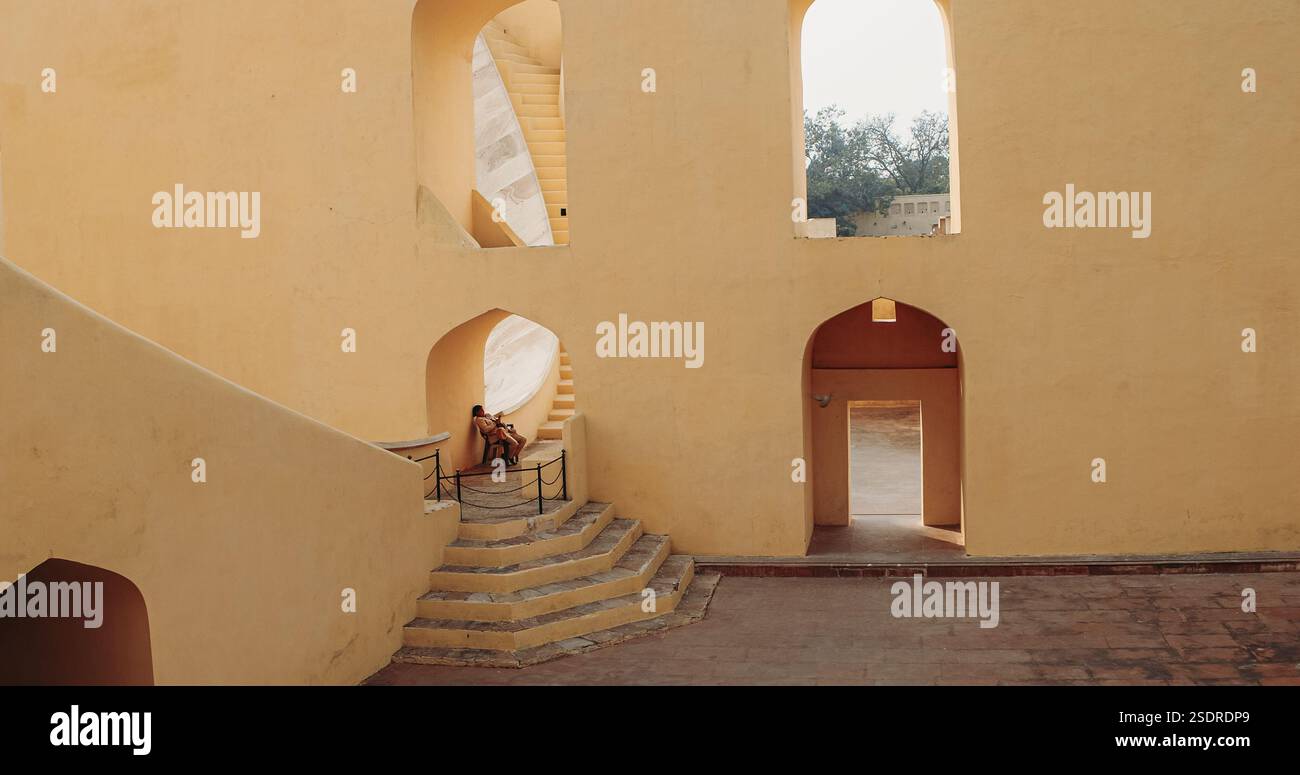 Jaipur, Rajasthan, India. Museum Caretaker Sits In Shade Vrihat Samrat ...
