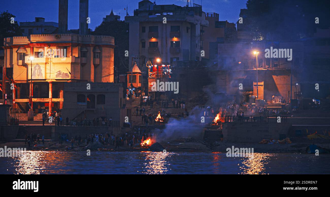 Varanasi, India. Funeral Rites Of Cremation At Harishchandra Ghat ...