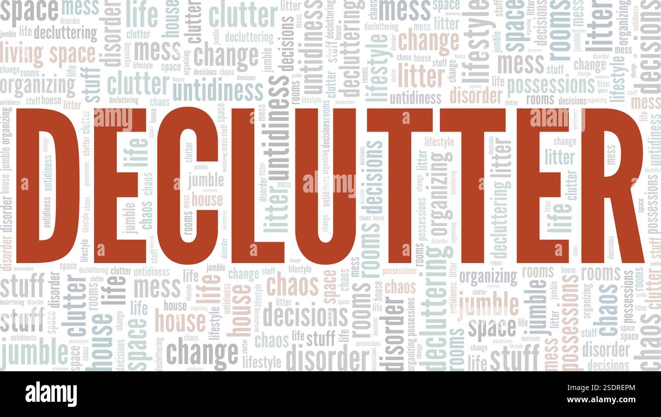 Declutter word cloud conceptual design isolated on white background ...