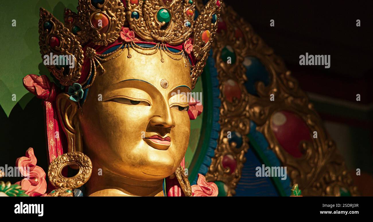 Close-up view on Buddha. Gompas Are Buddhist Altars Or Monasteries ...