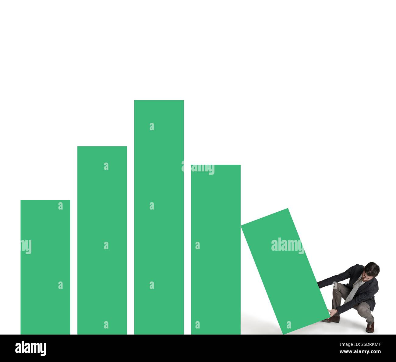 Man, studio and building a graph for finance report, stock market ...