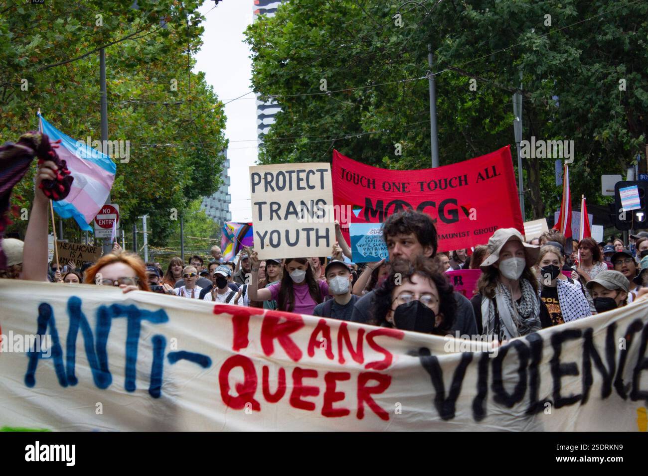 Melbourne, Australia. 08th Feb, 2025. A protester holds a sign saying ...