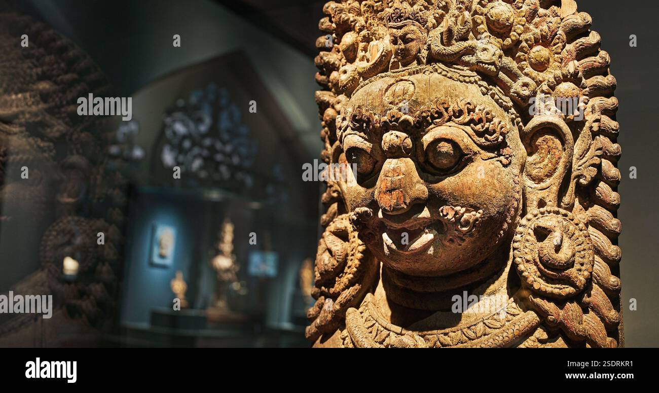 Bhairava, Popular God In Nepal, Is Ferocious Form Of Shiva. Wooden ...