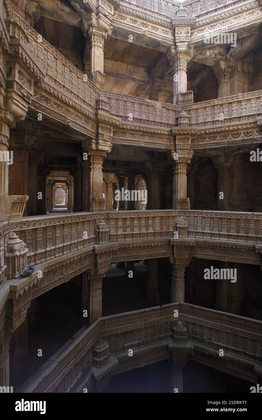 Heritage architecture, Step well Adalaj ni Vava, Gujarat, India, Asia ...