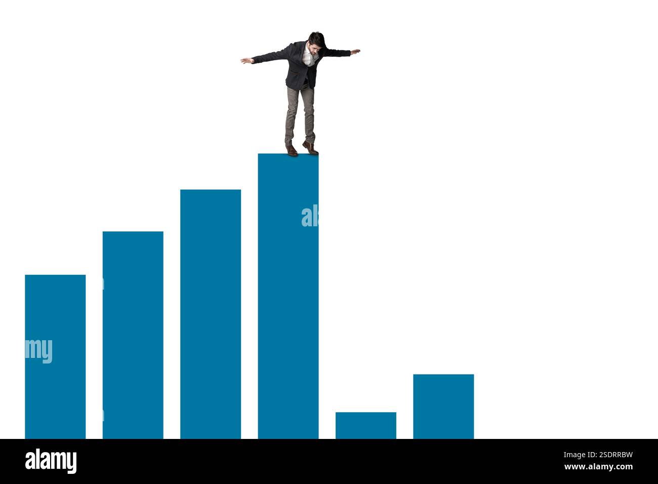 Stock market crash, scared or man on graph for collapse, investment ...