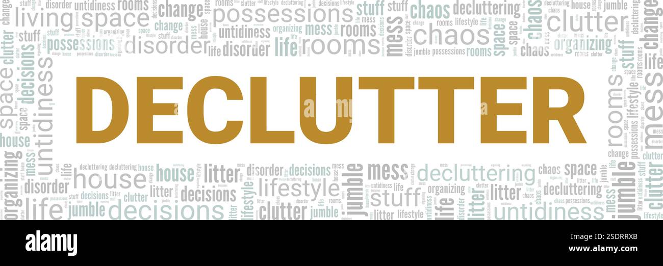 Declutter word cloud conceptual design isolated on white background ...