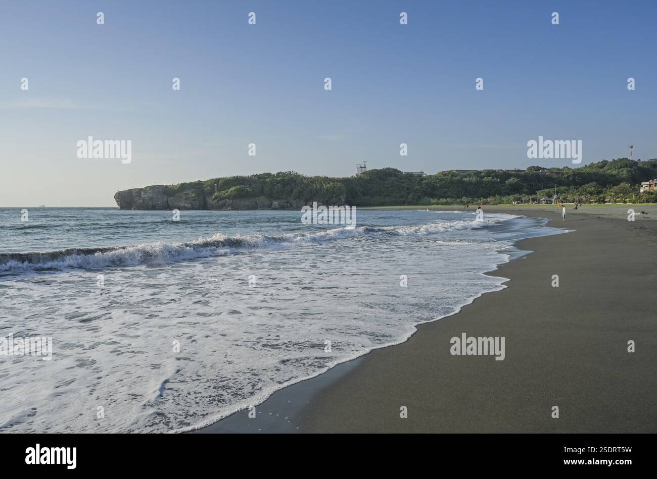 Waves, black sand, Cijin Beach, Cijin Island, Kaohsiung, Taiwan, Asia ...