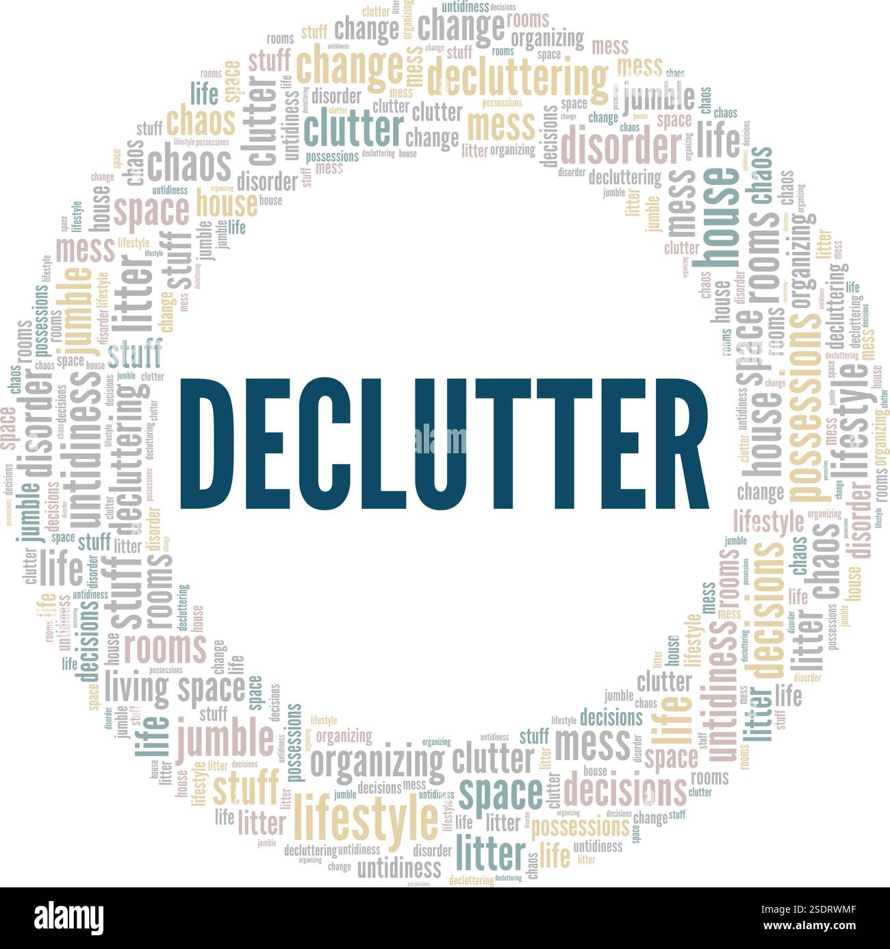 Declutter word cloud conceptual design isolated on white background ...