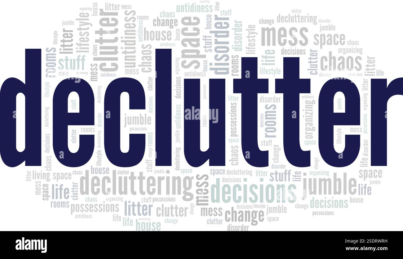 Declutter word cloud conceptual design isolated on white background ...