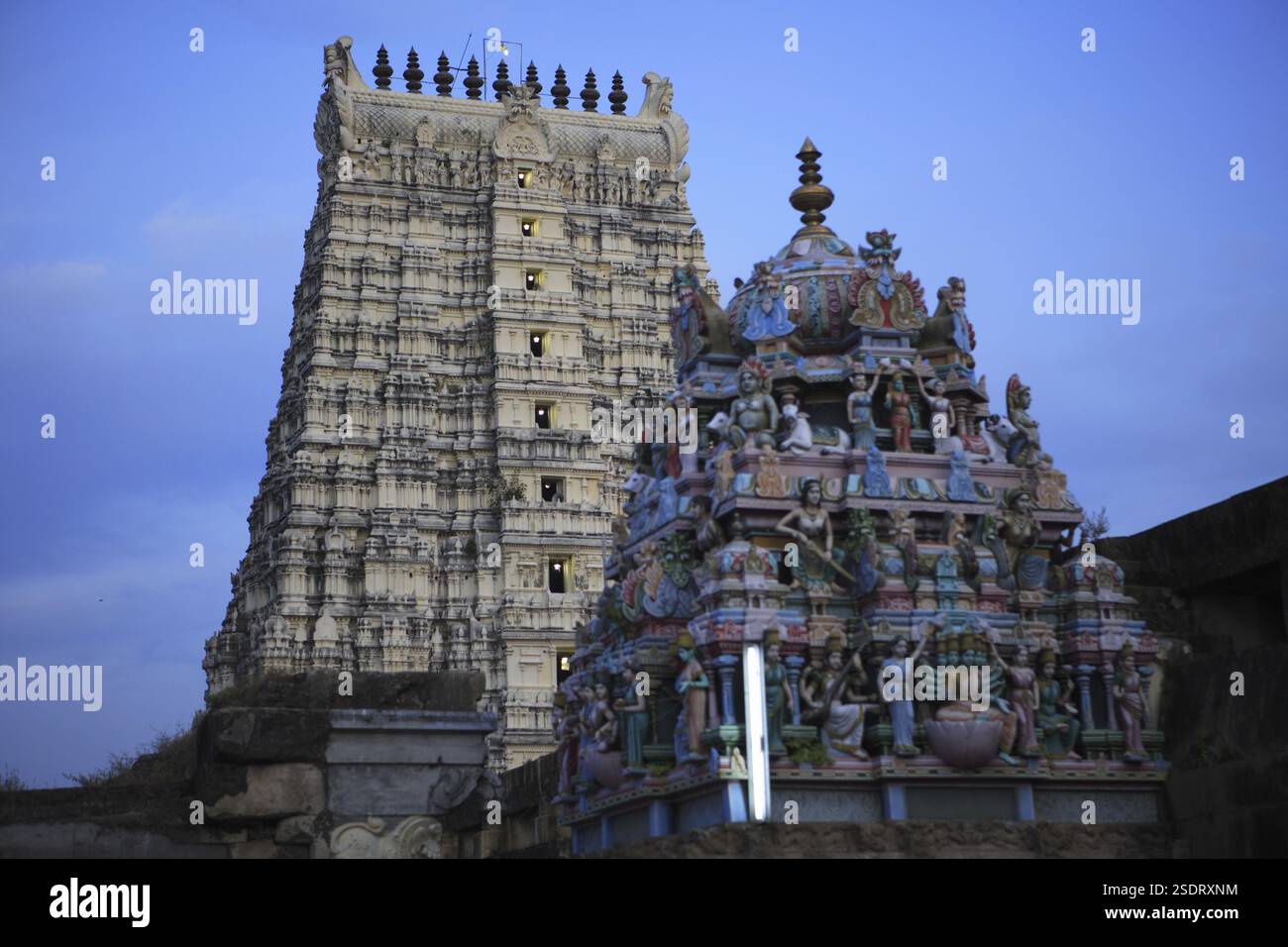 Temple corridor of Sri Ramanathaswamy temple one of the twelve Jyotir ...