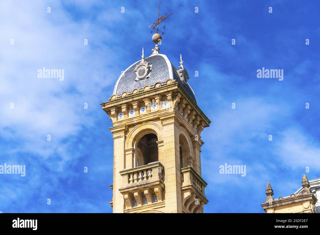 Elegant clock tower with intricate architectural details stands tall ...