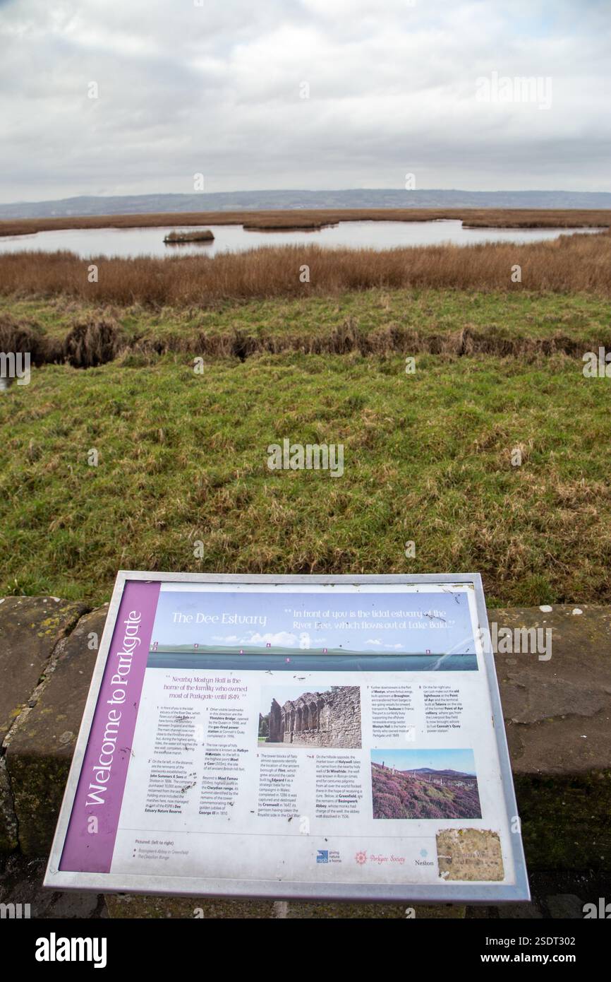 The salt marshes of the Dee estuary at Parkgate on the Wirral Cheshire ...