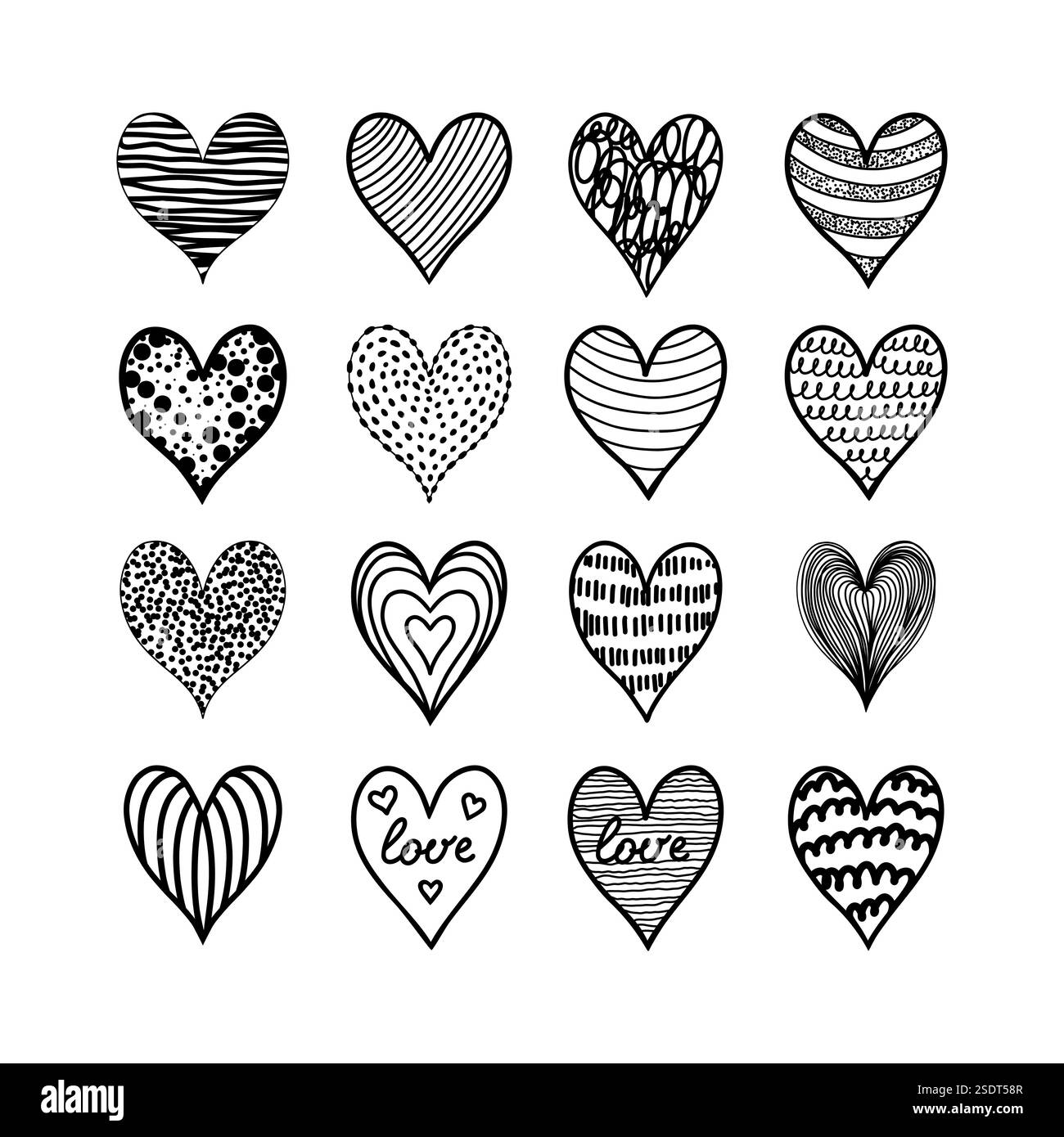 Collection of hand drawn doodle hearts Stock Vector Image & Art - Alamy