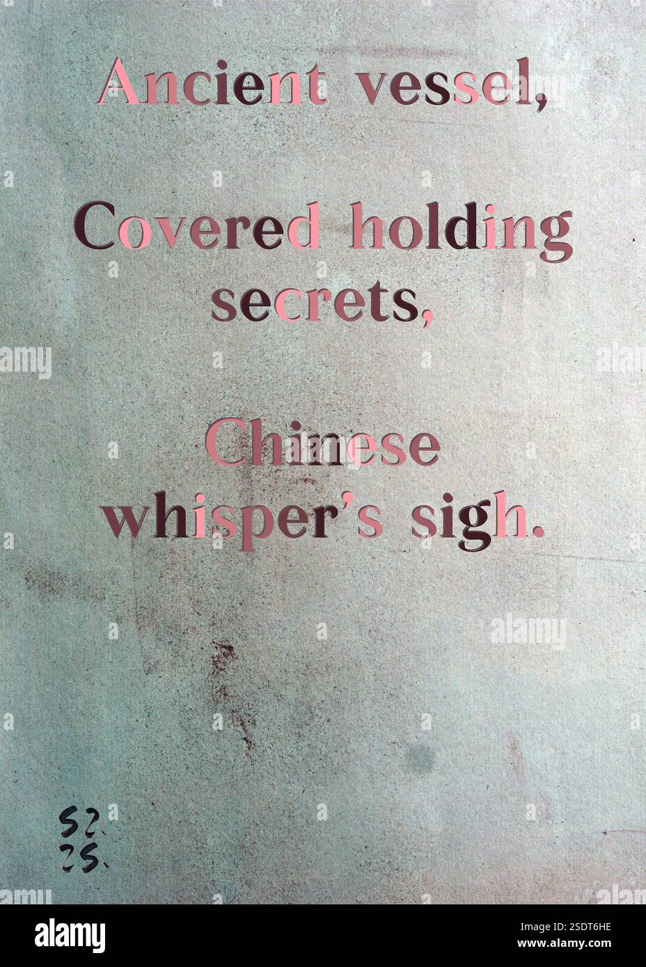 Ancient vessel, Covered holding secrets, Chinese whisper's sigh. Darian ...