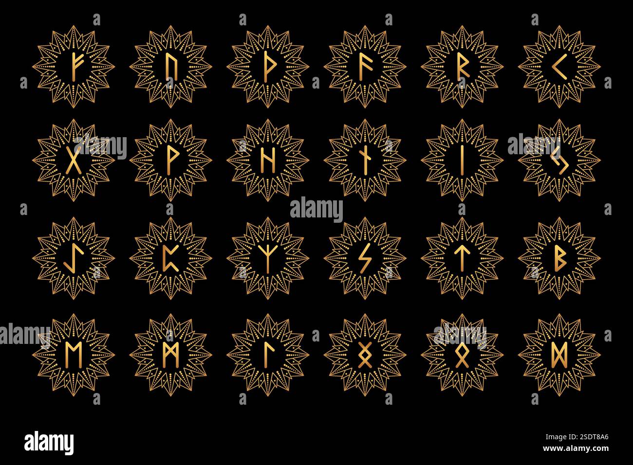 Collection of nordic runes with golden gradient color Stock Vector ...