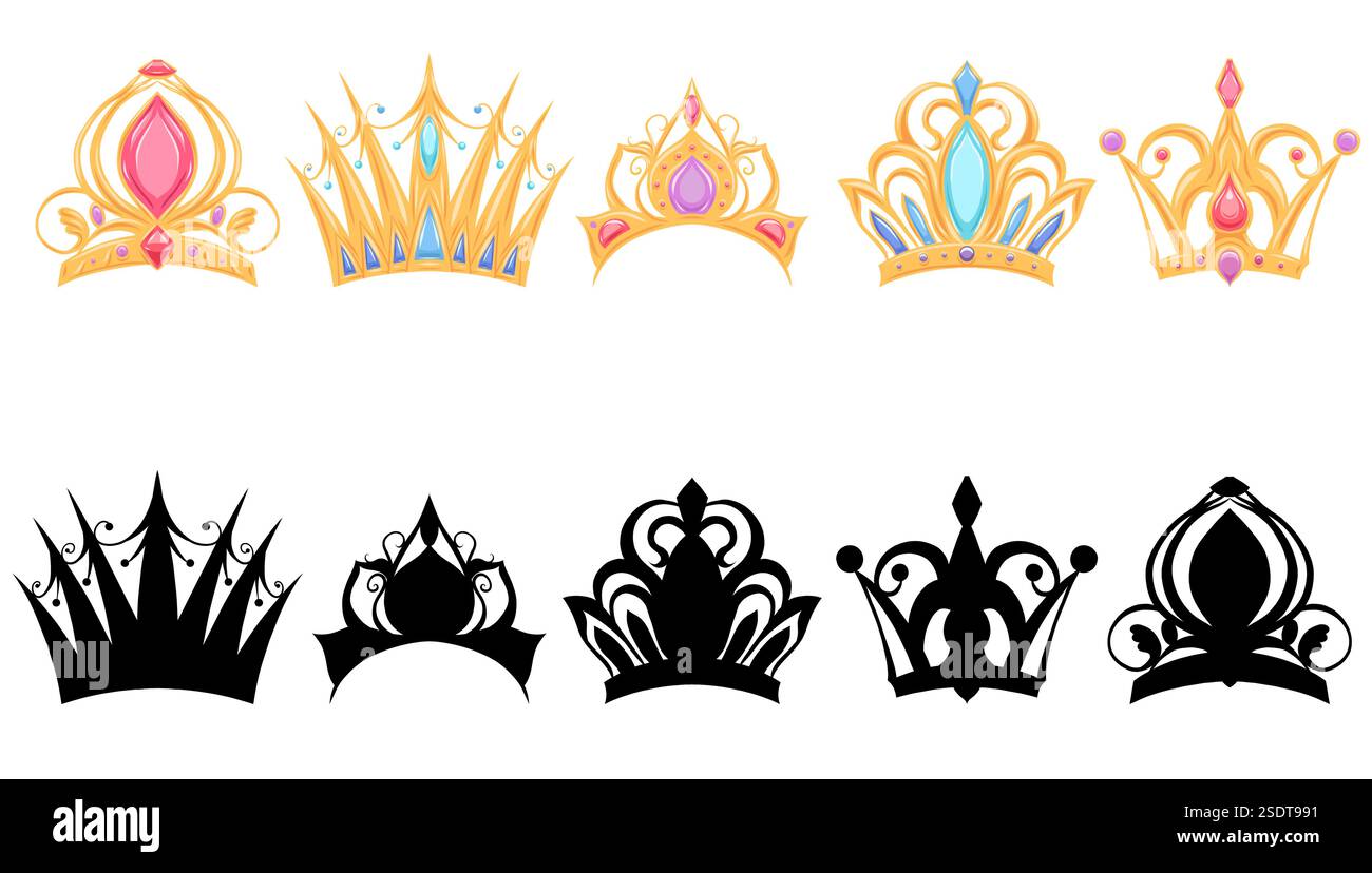 Vector educational game for kids. Match royal crowns with their correct ...