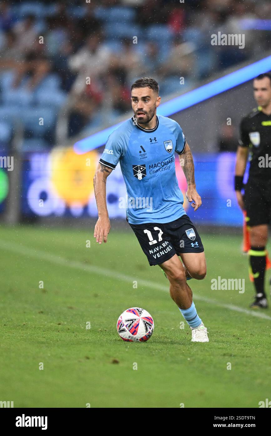 Sydney, Australia. 08th Feb, 2025. Anthony Caceres of Sydney controls ...