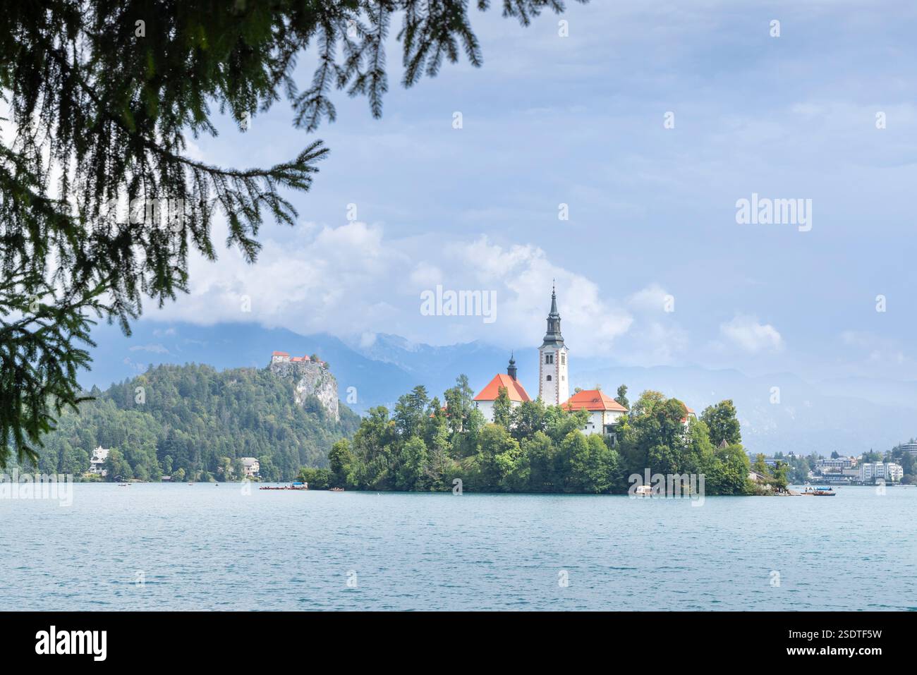 Cityscape of Bled in Gorenjska region in Slovenia with famous view on ...