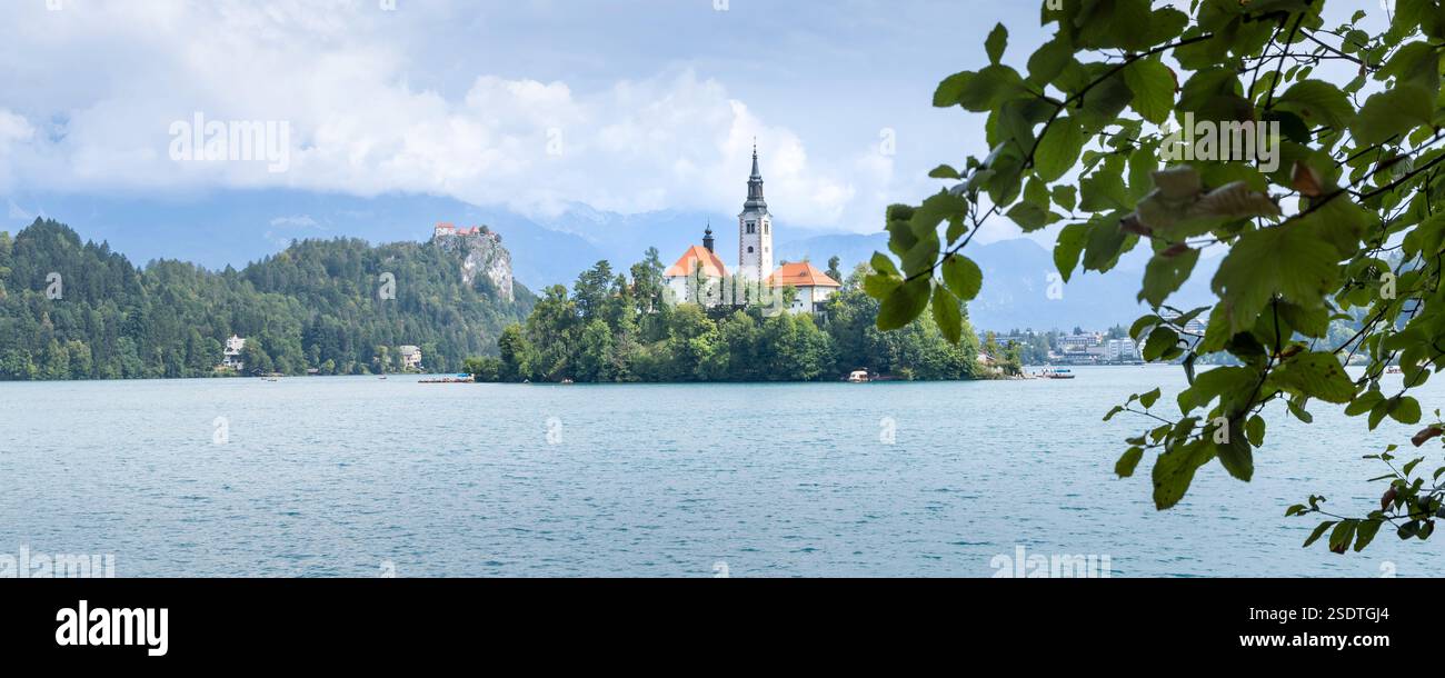 Cityscape of Bled in Gorenjska region in Slovenia with famous view on ...