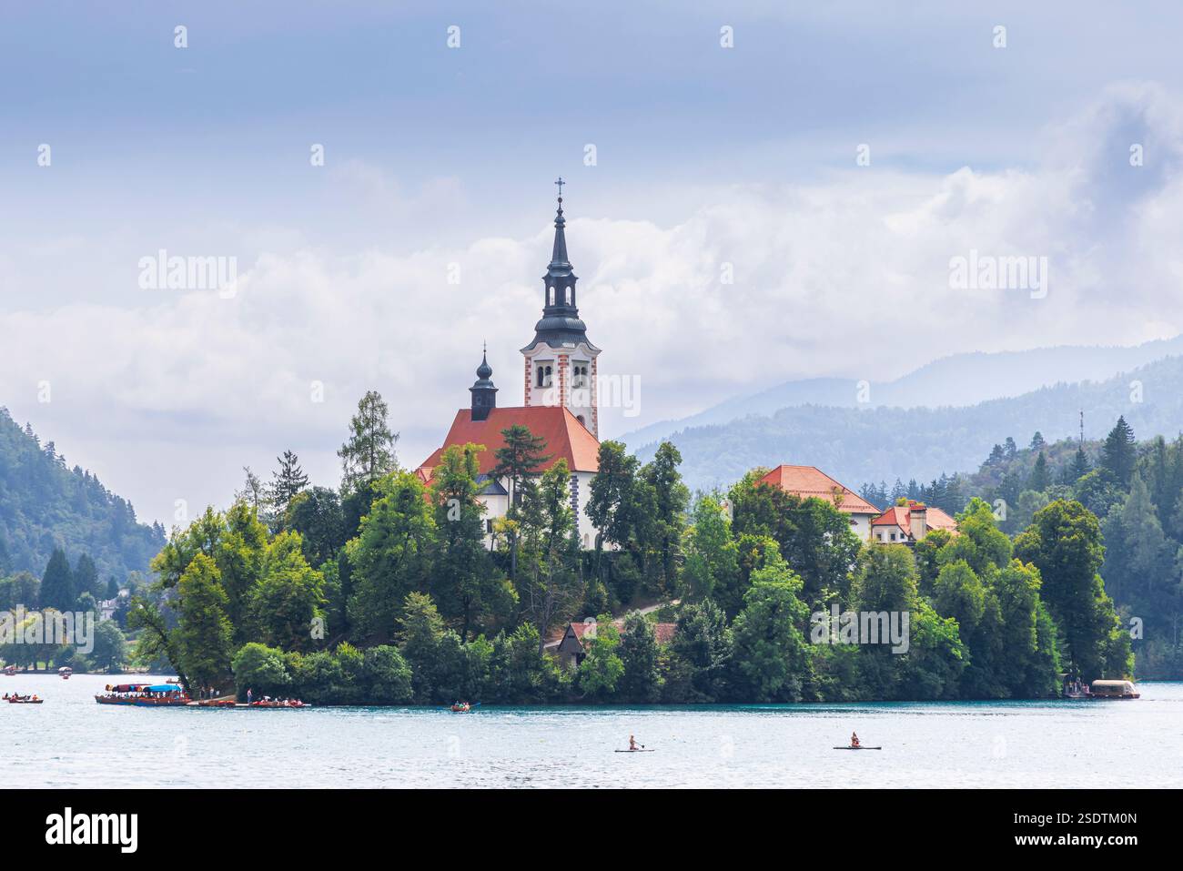 Cityscape of Bled in Gorenjska region in Slovenia with famous view on ...