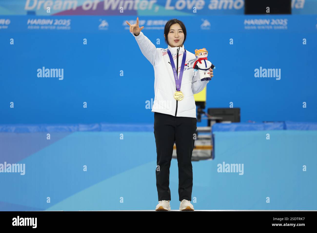 Harbin, China's Heilongjiang Province. 8th Feb, 2025. Gold medalist Kim ...