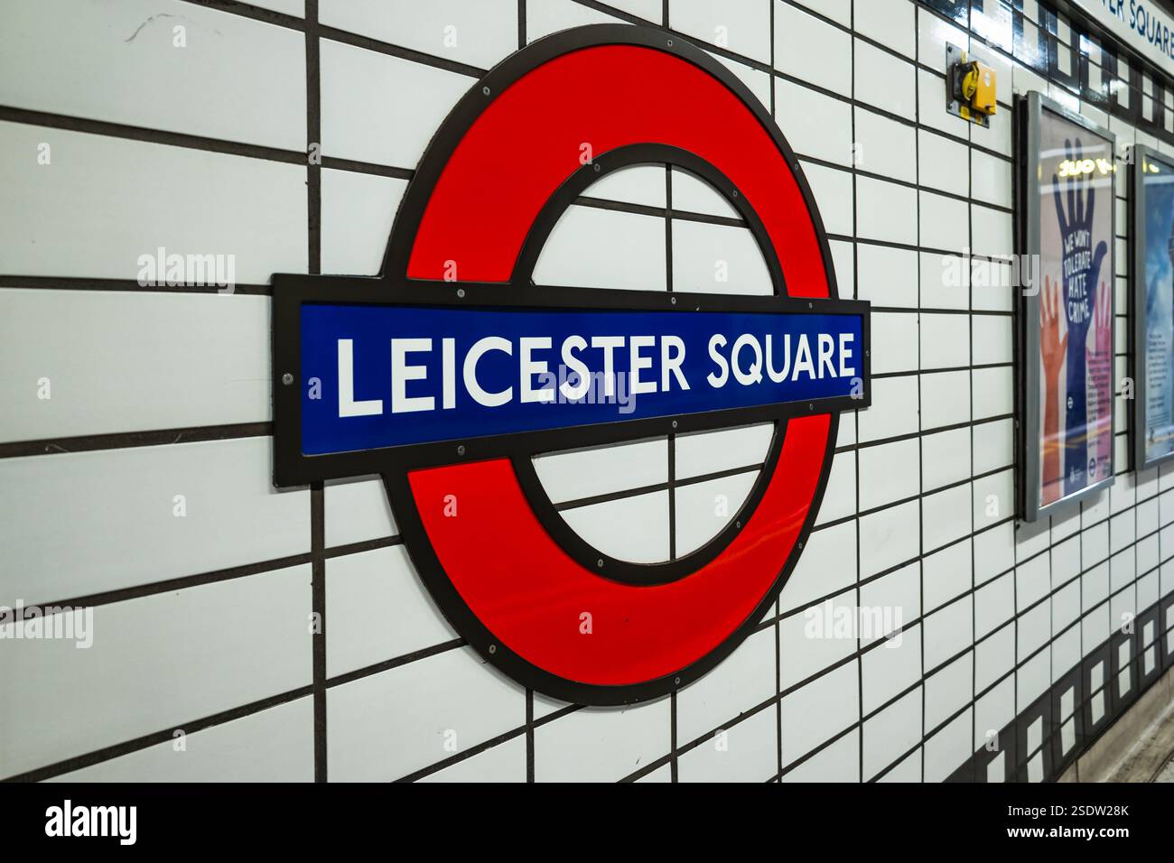 Leicester Square Underground Station Sign. Iconic London Red Tube Sign ...