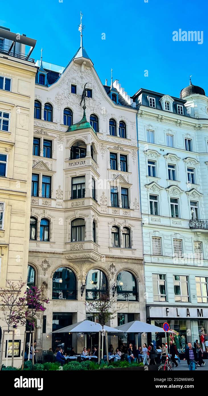 Vienna, Austria - 04.05.2024 View of the facade of a historic building ...