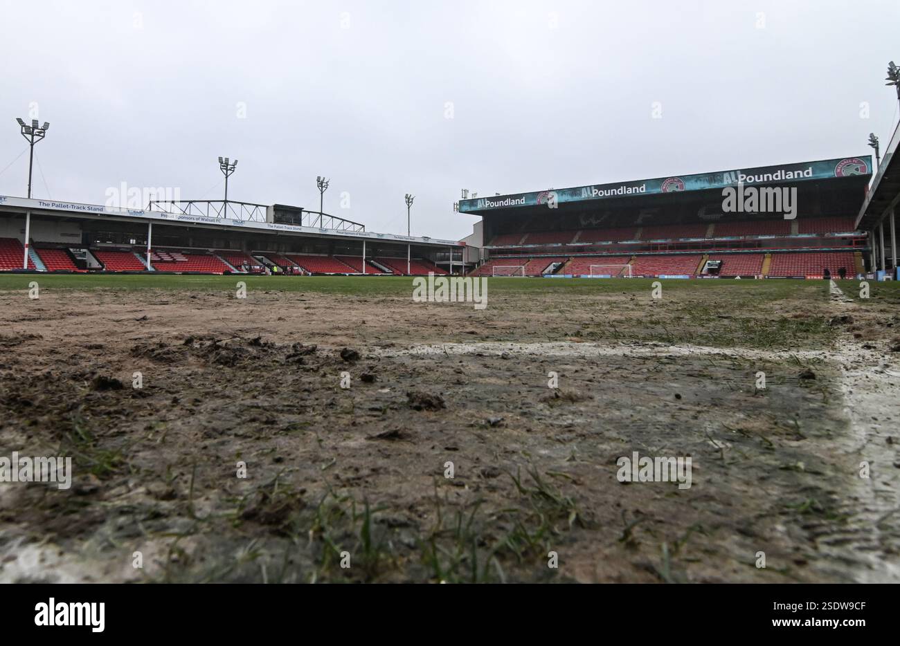 A view of muddy sections of the pitch ahead of the Adobe Women's FA Cup ...