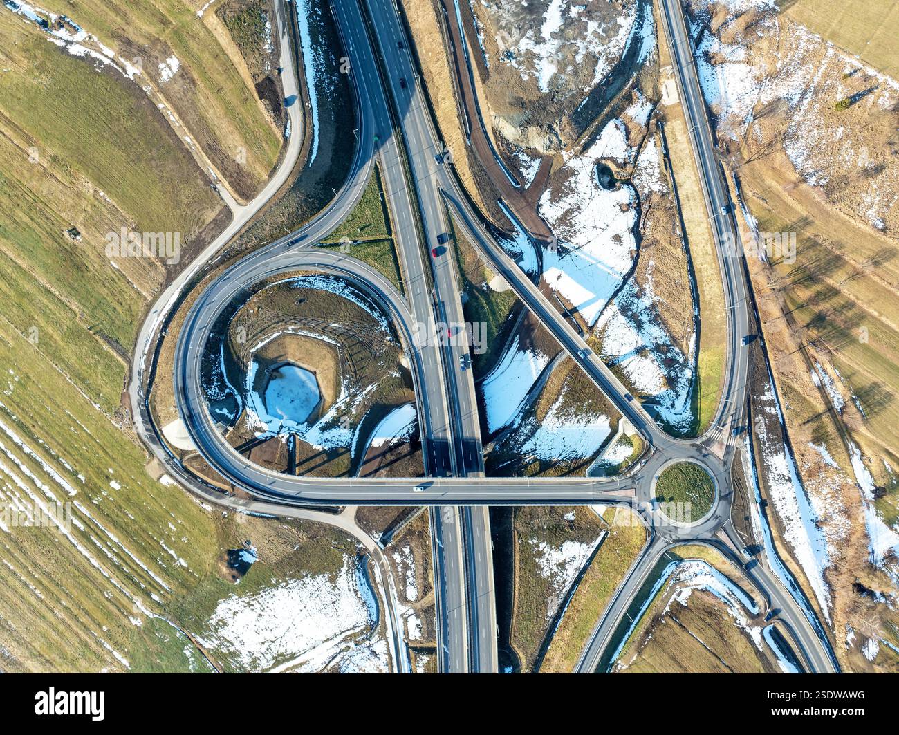 New highway interchange on Zakopianka motorway near Klikuszowa village ...