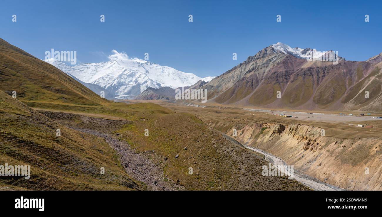 Scenic high altitude summer landscape panorama of Lenin Peak aka Ibn ...