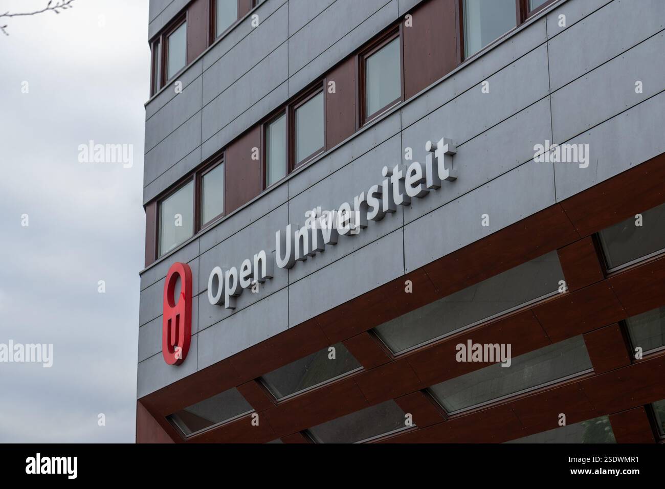 Open Universiteit logo on the building. a non-traditional, public ...