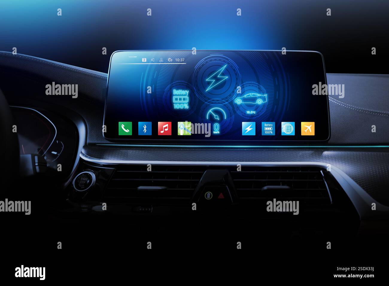 Electric car display screen that is showing the display of electric ...