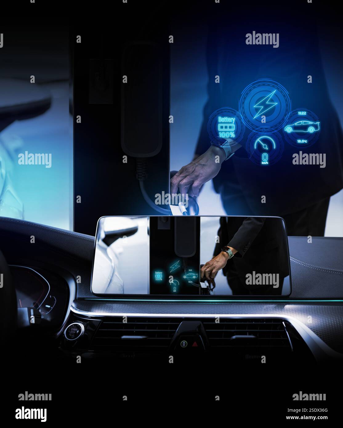 Electric car display screen that is showing the display of electric ...