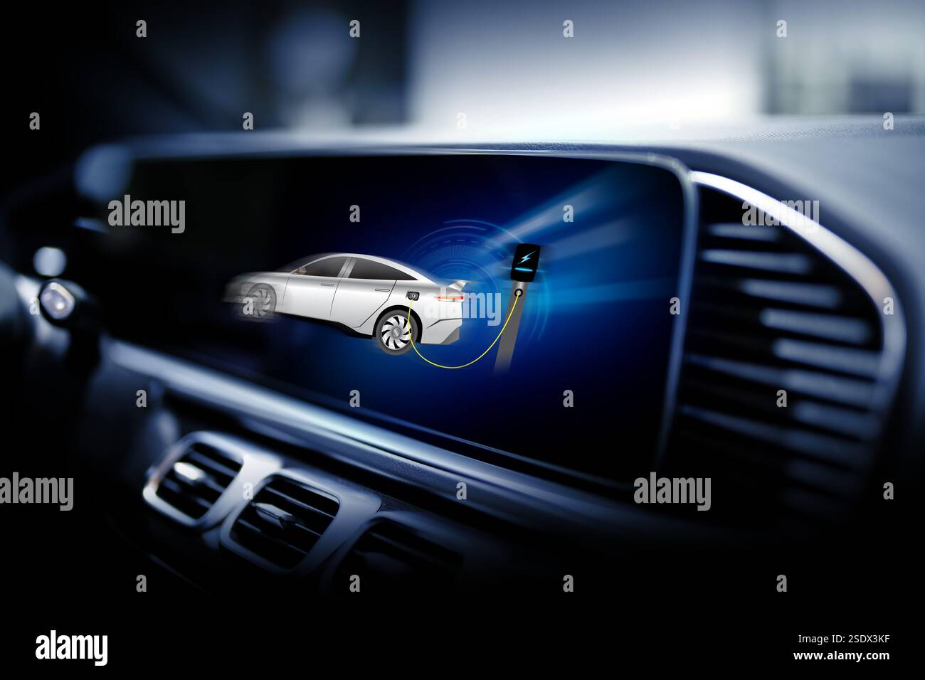Electric car display screen that is showing the display of electric ...