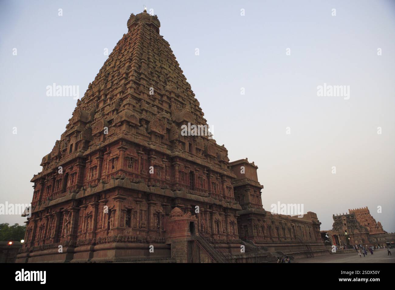 Sunset at Brihadeshwara temple called Big Temple located head of Kaveri ...