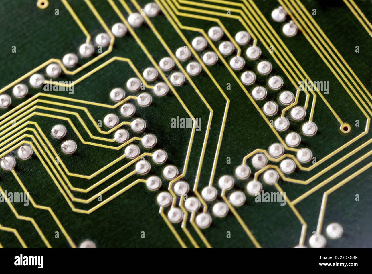 Green electronic printed circuit board PCB yellow tracks Stock Photo ...
