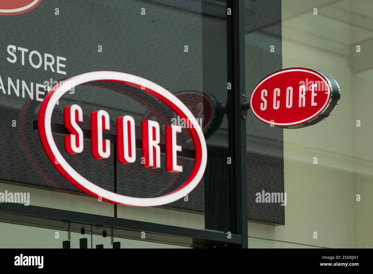 Score shop signage, fashion store in shopping mall Hoog Catharijne ...