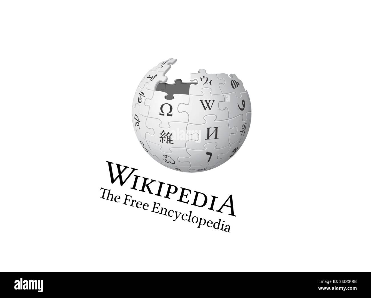 Turned to the right, Wikipedia logo, Logo Stock Photo - Alamy
