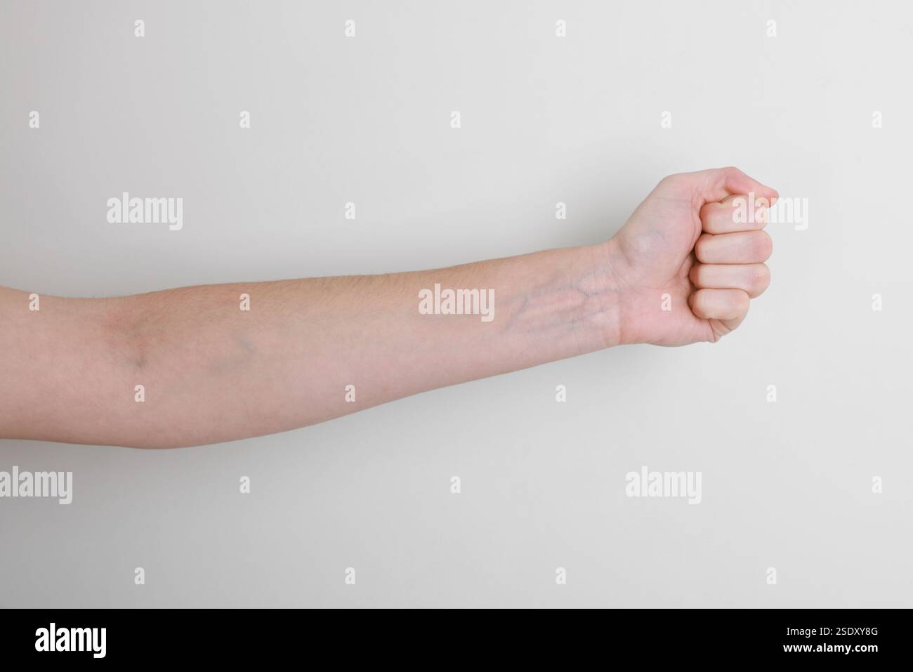 Woman with visible hand veins on white background, closeup Stock Photo ...